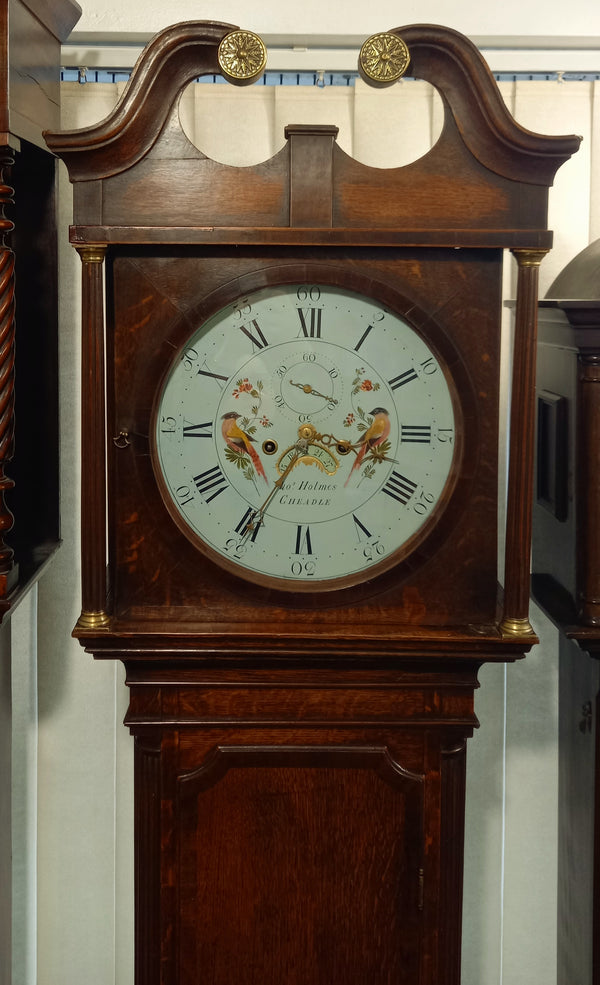 Antique Thomas Holmes Cheadle Grandfather Clock | Round Dial - Clock Corner