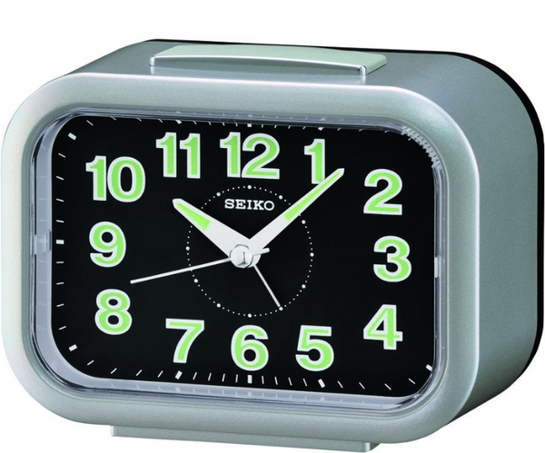 Seiko Silver Bedside Alarm Clock - Clock Corner